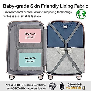 Mixi 3-Piece Luggage Set Hardside PC Travel Suitcase Rolling Bag Spinner Wheels TSA Lock, 20+24+28 Off White(Slight Pink), with Cover