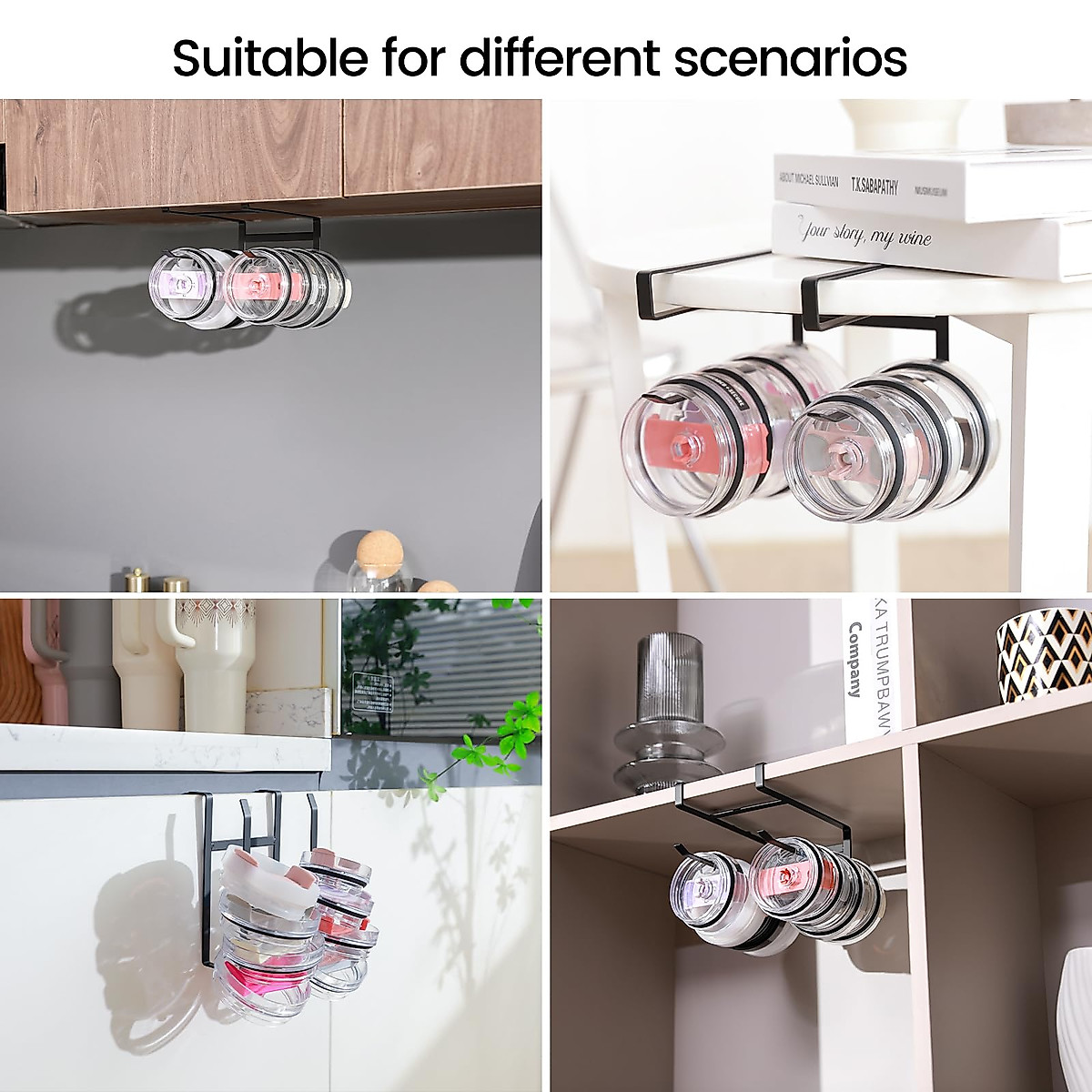 GardTok Tumbler Lid Organizer, Space Saving Cup Lid Organizer for Yeti/Stanley/Simple Modern Cup Accessories, Tumbler Lid Storage Hook, Cup Lid Holder for Kitchen Cabinets and Countertops