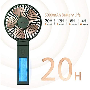 OUTXE Funme 5000mAh Handheld Fan Portable Cooling Fan USB Desk Fan Person Fan 4 Speed Settings for Outdoor Travel Green