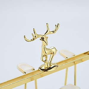 WondMall Bottle Drying Rack, Water Bottle Organizer, Grass Bottle Drying Rack, Bottle Rack Dryer, Mug Rack with Golden Deer Handle, Pack of 2