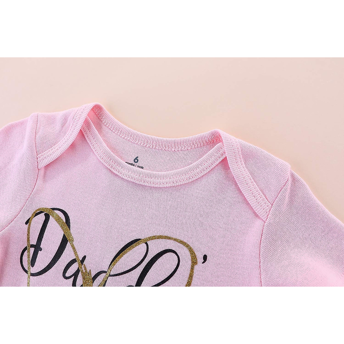 Newborn Infant Baby Bodysuit Mommy is My Valentine/Daddy's Little Valentine Romper Outfit Cute Cotton Jumpsuit Clothes (Daddy's Little Valentine-Gold Heart, 0-3 Months)