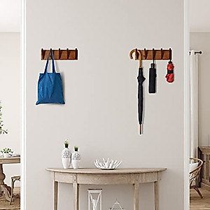 NHZ Wall Mounted Coat Rack, Coat Rack Hooks Set 2, Coat Rack Wall Mount Heavy Duty Wooden for Closet Room, Bathroom, Bedroom. (Brown)