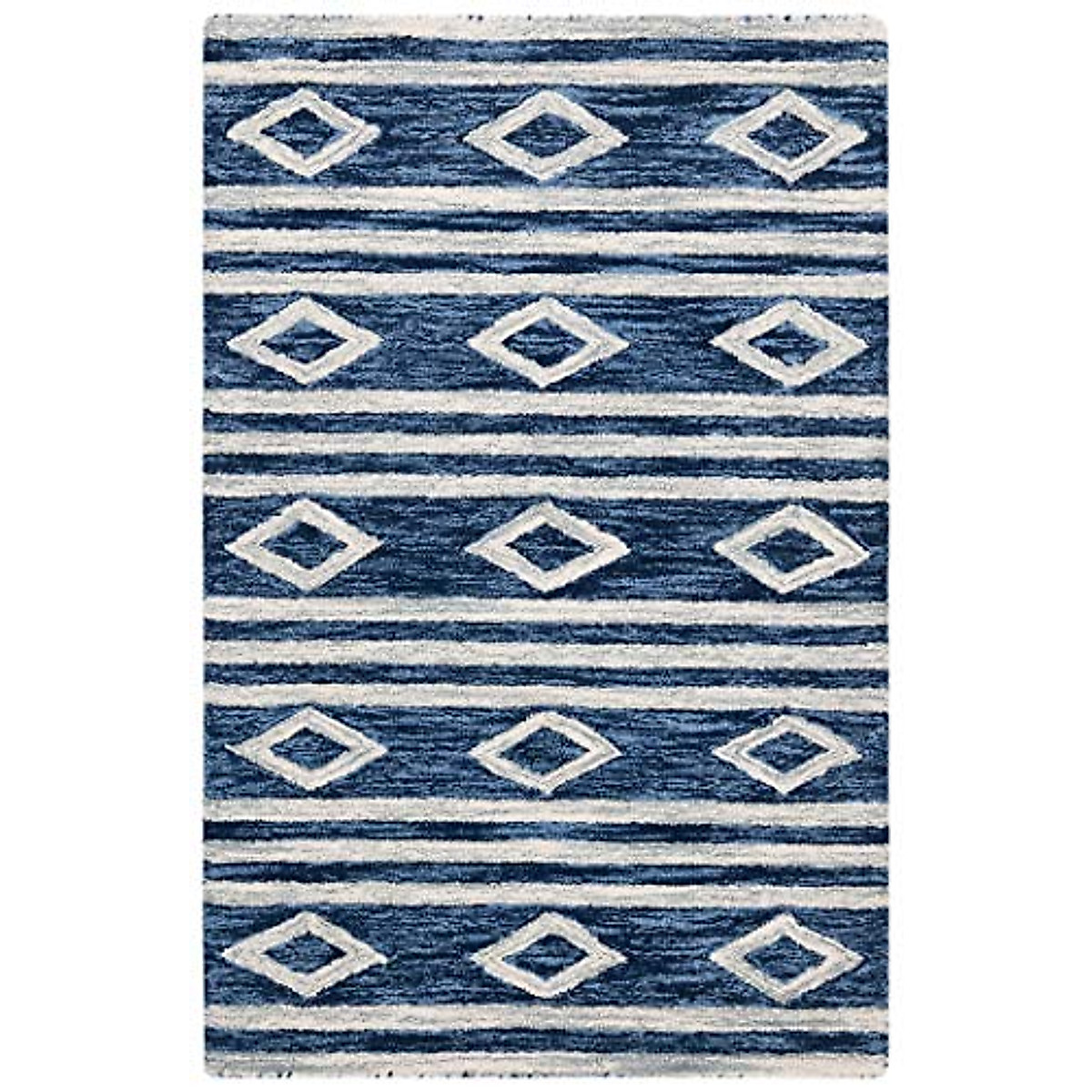 SAFAVIEH Micro-Loop Collection 2' x 3' Navy/Ivory MLP153N Handmade Moroccan Tribal Premium Wool Accent Rug