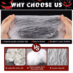 1000 sqft Stretch Spider Web for Indoor and Outdoor Halloween Decorations, Halloween Theme Party (White)