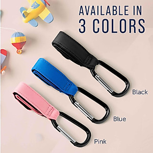 Maplefield Baby Stroller Hooks with Large Carabiner Clip - 4 Pack - Great for Organizing Diaper Bags, Purses, and Shopping Bags - Easy-to-Attach Design for On-The-Go Parents - Stroller Accessories