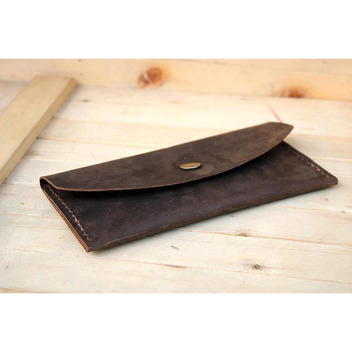 Handmade High Quality Retro Leather Multi-function Envelope Mobile Phone Card Holder Wallet