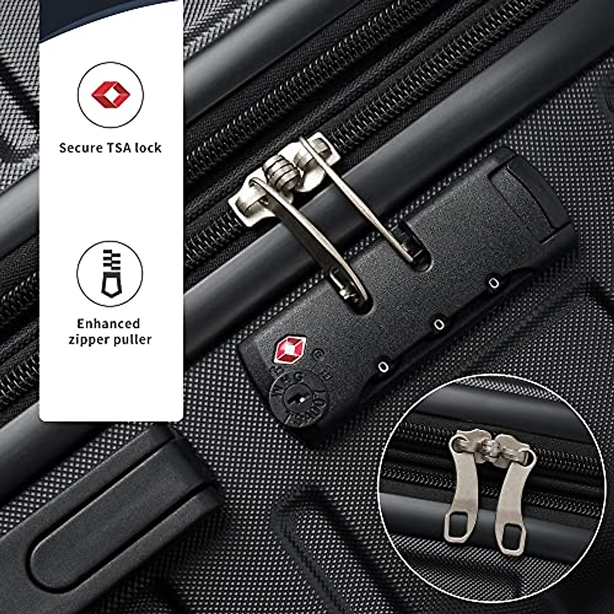 Merax Luggage Hard Shell Suitcases Set Expandable Lightweight ABS Suitcase 20”24”28” (3 Pcs Set-Black)