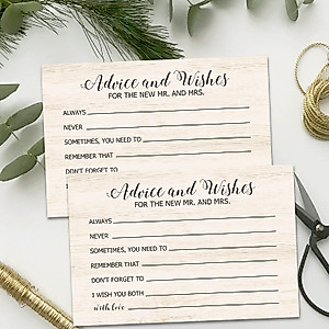 TENTADO Advice and Wishes Cards for the New Mr and Mrs, Bride & Groom, Newlyweds, Wedding Advice Cards Perfect for Bridal Shower or Wedding, Wedding Guest Book Alternative, Pack of 50 4x6 Inch