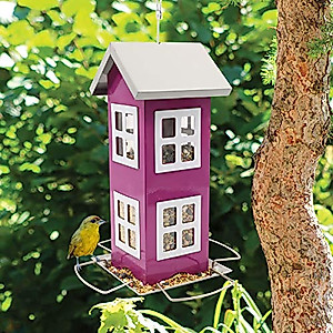Goodeco Metal Bird Feeder Garden Decor - Bird Feeders for Outdoors Hanging,Country House Design Squirrel Proof,Easy Cleaning & Refills,Grandpa Gifts,4.7 * 10.2" (Purple)