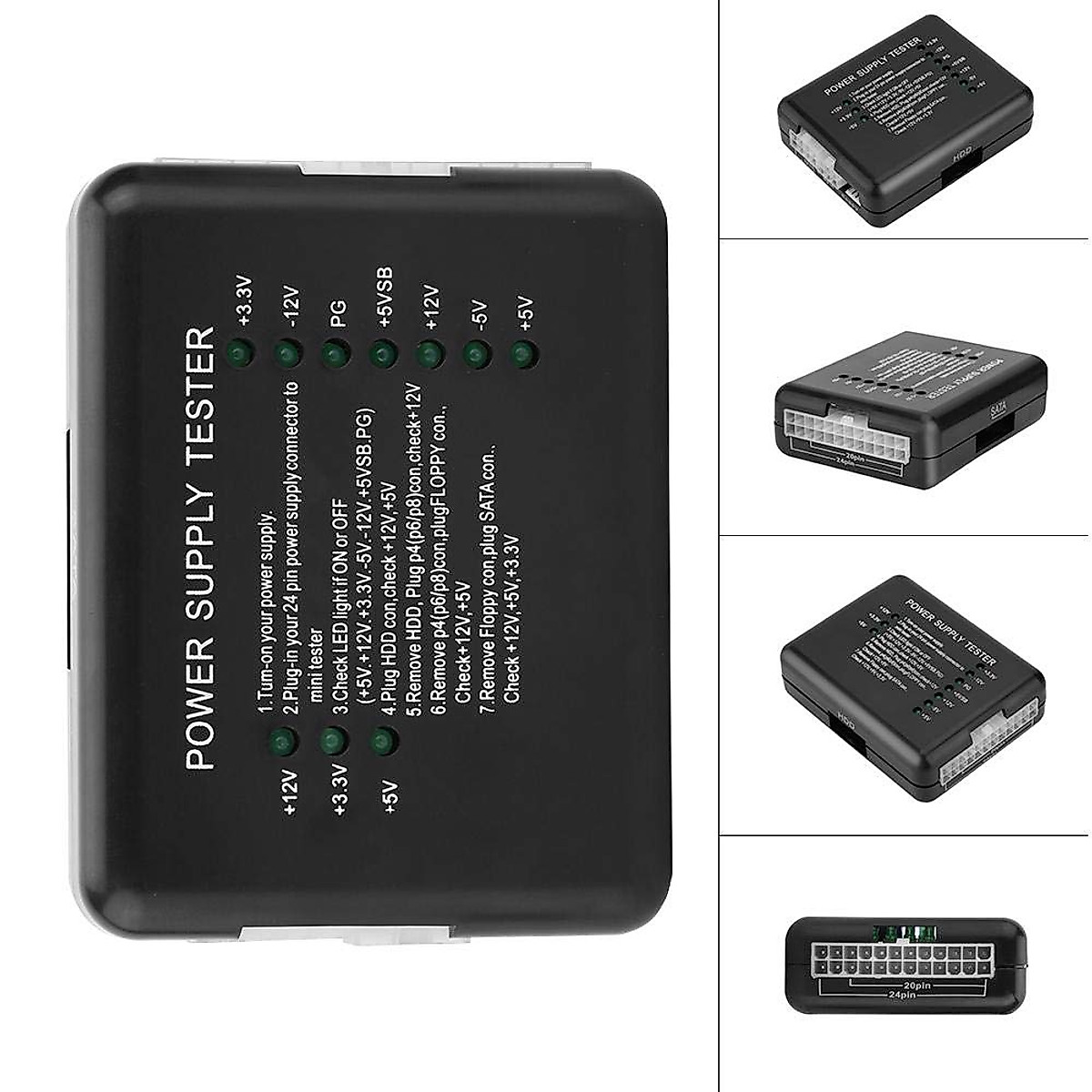 Power Supply Tester for Floppy for HDD for CDROM for SATA, 20/24 Pin Computer Power Supply Tester Checker, 4 Pin(P4), 8 Pin(Dual CPU), 6 Pin(PCIExpress)