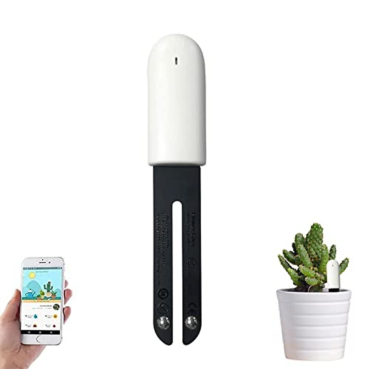 Soil Moisture Meter 4 in 1,Plant Water Monitor,Automatically detect Moisture/Temperature/Light/Fertility,Can Connect to Mobile Phone via Bluetooth,Hygrometer Sensor for Indoor Plants (1pc)