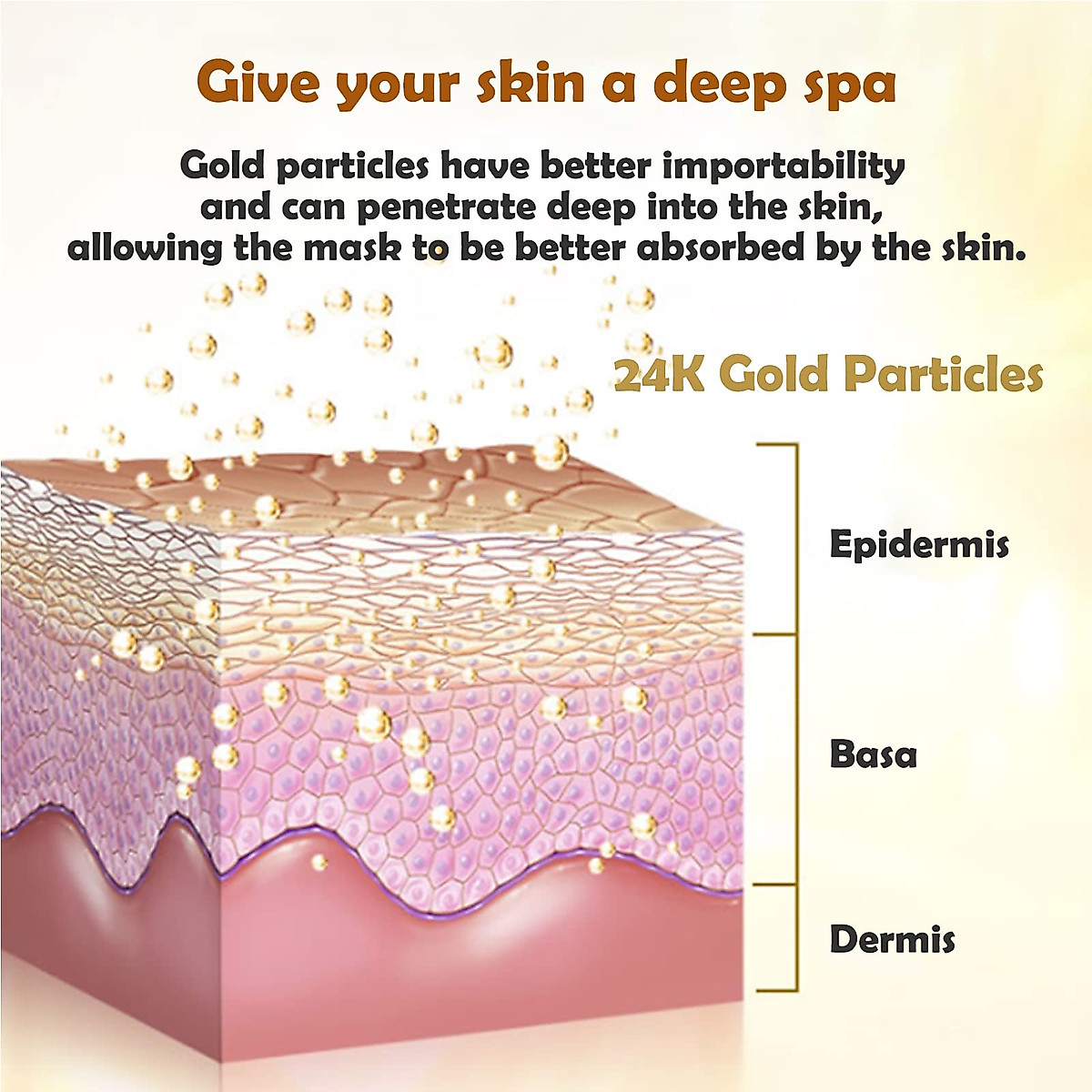 Permotary 6 PCS 24k Gold Crystal Gel Collagen Facial Masks, Treatment Deep Moisturizing Facial Masks For Anti Aging Puffiness Skincare Anti Wrinkle Tighten Skin & Revitalize Skin