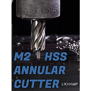 Lichamp Annular Cutter Set, M2 HSS Mag Drill Bits for Magnetic Drill Press Hard Steel Drill Project, 6 Pack with 1/2" to 1-1/16" Diameter and 1" Cutting Depth with case