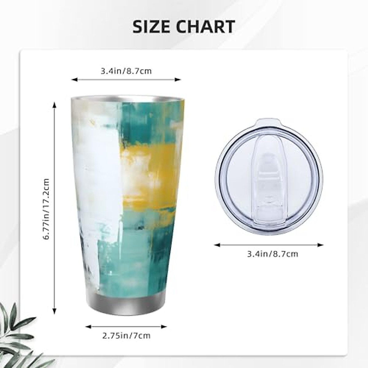 AYCZN Blue Yellow Abstract 20 OZ Tumbler Stainless Steel Travel Coffee Mug, Modern Art Insulated Water Bottle with Lid Leakproof Thermal Cup