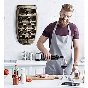CoTa Global Modern Alexander Wall Mounted Wine Rack - 18 Wine Bottles Freestanding Wooden Barrel Wine Holder, Hanging Bottle Rack or Floor Stand, Wine Storage Shelf Organizer for Wine Bar, Home Décor