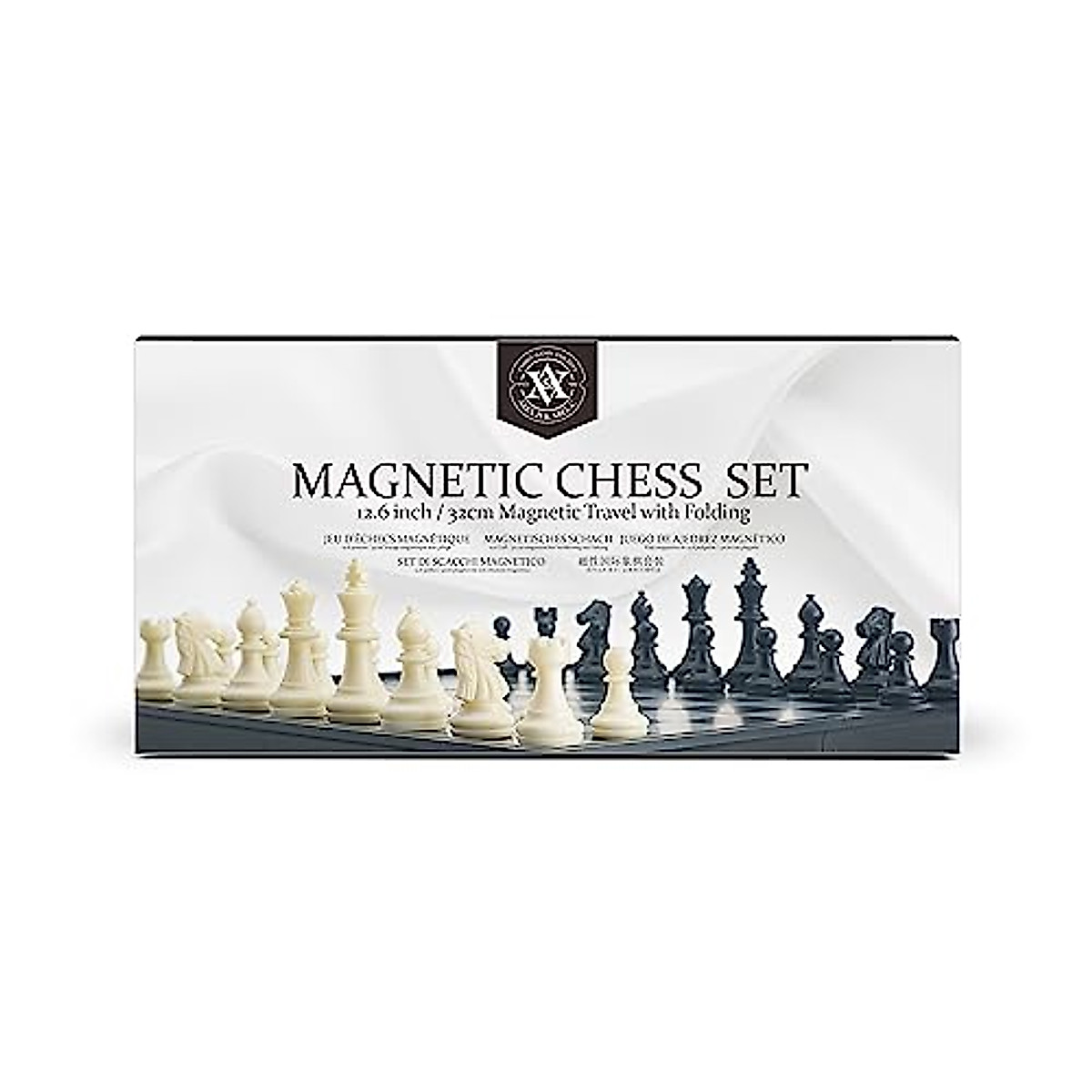 A&A Magnetic Plastic Travel Chess Set w/Folding Chess Board, Educational Toys for Kids and Adults - 12.6"(32cm) * 12.6"(32cm) Board