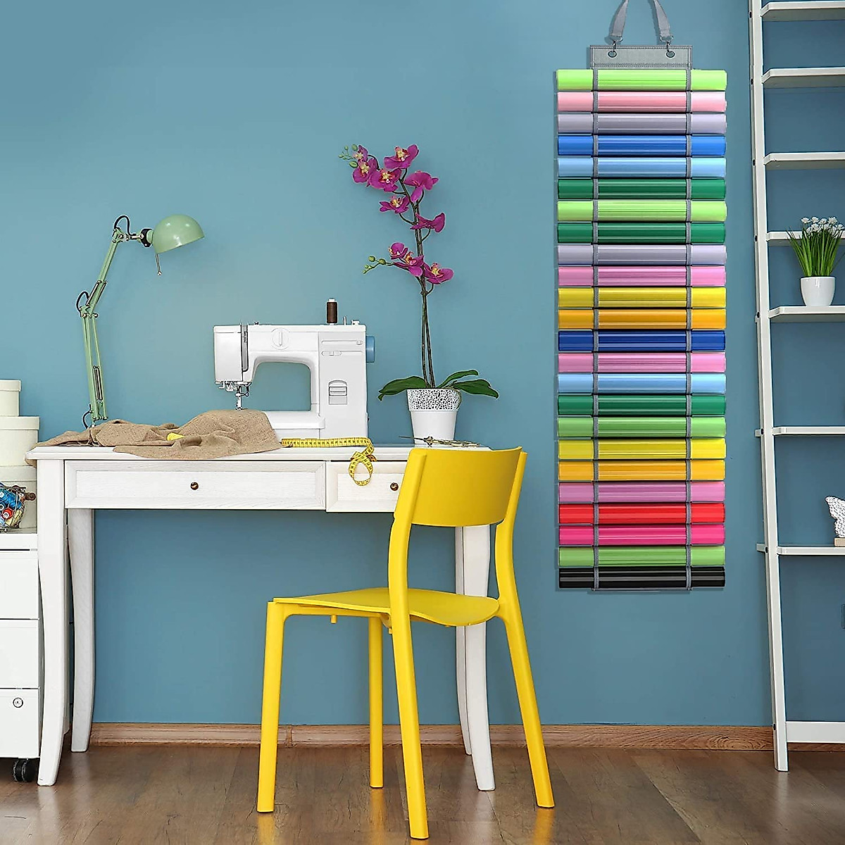 CareforYou Vinyl Roll Holder, Vinyl Storage Organizer with 48 Roll Compartments for Large Vinyl Rolls,Door/Closet Hanging/Wall Mounting Vinyl Holder,Space Saving Organization for Craft Room