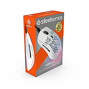 SteelSeries Aerox 3 - Super Light Gaming Mouse - 8,500 CPI TrueMove Core Optical Sensor - Ultra-Lightweight 59g Water Resistant Design - Universal USB-C connectivity - Snow (Renewed)