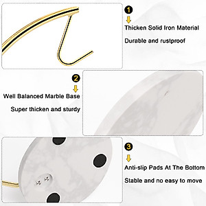 Livabber Banana Holder with Marble Base, Metal Banana Hanger Modern Tree Stand with Hook, Durable Banana Keeper Fresh Fruit Storage Organizer Freestanding for Kitchen Countertop (Gold, Single Hook)