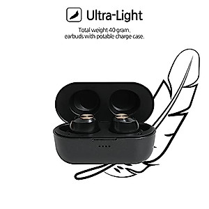 Summonerbuds NABI Black Bluetooth 5.0 True Wireless Earbuds IPX5 Waterproof, in-Ear Earphones with Microphone, Wireless Chargable
