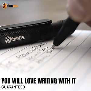 Atomic Bear | Ballpoint Pen Refills Medium | Tactical Pen and More | 6X Cartridges with Spare Spring | Fits G2 Parker Ballpoint Pen Type | Dark Black