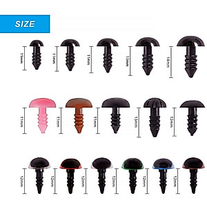 600PCS Plastic Safety Eyes and Noses,6mm-14mm Colorful Crochet Toy Eyes and Noses with Washers for Amigurumi Craft Doll Puppet Plush Animal and Teddy Bear