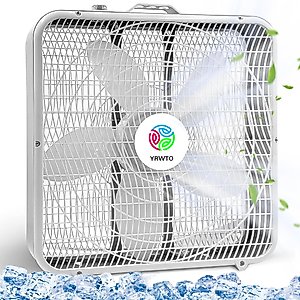 YRWTO 20 Inch Box Fan, Three Speeds Window Table Cooling Fan, Strong Wind, Quiet Operation Work Fan for Home, Bedroom, Office, and Outdoor Travel Box Fan for Full-Force Air Circulation