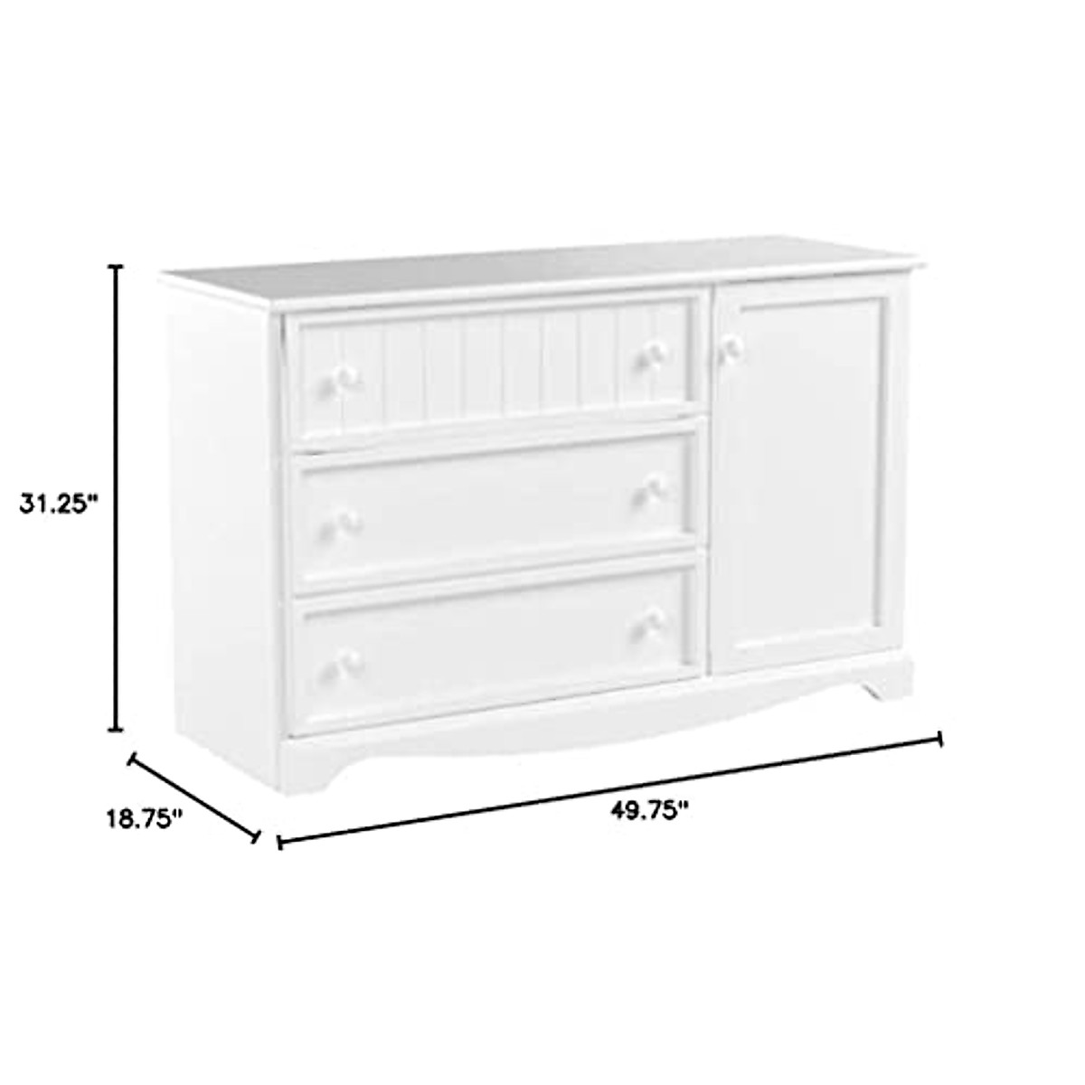 South Shore Savannah 3-Drawer Dresser with Door, Pure White