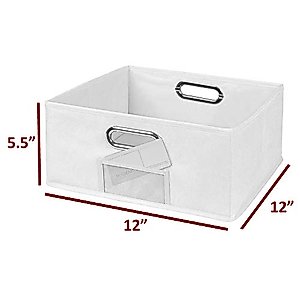 Regency Flip Flop 67 in Square Folding Bookcase with Folding Fabric Bins- White/White