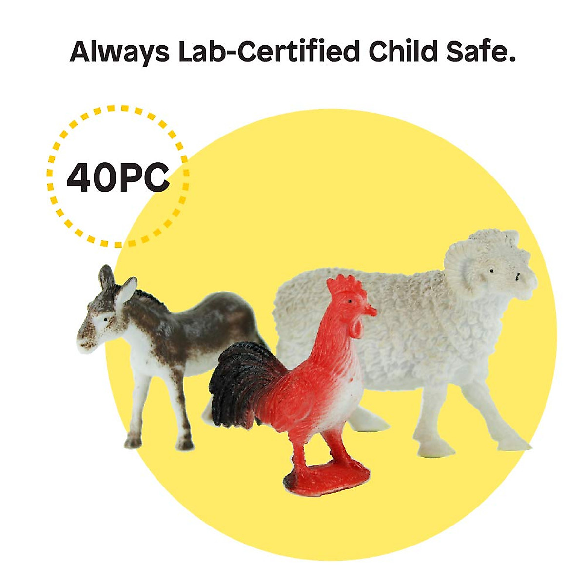 Boley Farm Animal Toy Bucket - 40 Piece Educational Playset with Horses, Cows, Roosters, Sheep, Fences, Trees - Perfect for Imaginative Play, Easy Storage, and Cleanup - Child Safe, Durable, and Fun