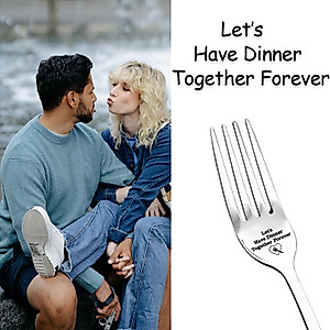 I love You Gifts for Him Her Wife Husband Let's Have Dinner Toghter Forever Fork Gifts for Boyfriend Girlfriend Anniversary Birthday Gifts for Best Friends Bff Christmas Gift for Dad Mom Son Daughter