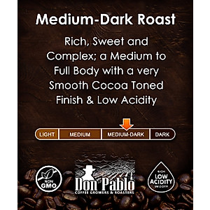 Don Pablo Gourmet Coffee - Signature Blend - Medium Dark Roast - Whole Bean Coffee - 100% Arabica Beans - Low Acidity and Non-GMO - 2lb bag