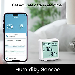 Geeni Smart Temperature and Humidity Monitor Sensor 2 Pack - Indoor Wireless WiFi Thermometer Hygrometer for House, Alexa, Google Home App Controlled, Batteries Included.