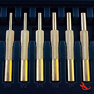 Brass Pin Punch Set with Hammer, Steel and Plastic, the Hammer is Brass/Polymer comes with a Carry Case, Gunsmithing Maintenance Punches