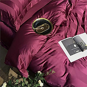Luxury Bedding Set, Queen King Size Bed Sheet Duvet Cover Egyptian Cotton Silky Soft Bedclothes Hotel Home Quilt Covers,Red,200230CM