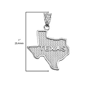 Claddagh Gold .925 Sterling Silver Dangling USA American State Map with Star Texture Charm Pendant - Texas