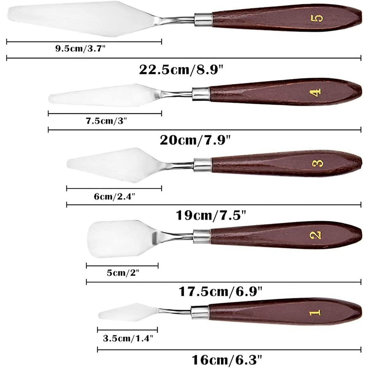 Artist Painting Knives Set - 5 Pieces Painting Knives Stainless Steel Spatula Palette Knife Oil Painting Accessories Color Mixing Set for Oil, Canvas, Acrylic Painting