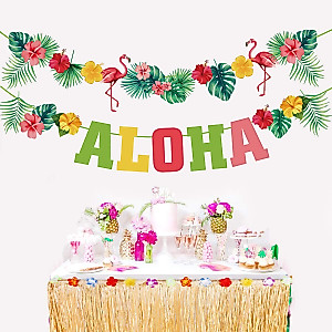 Hawaiian Aloha Party Decorations - Luau Party Supplies - Tropical Theme Summer Beach Pool Party Decorations - Luau Birthday Party Decor