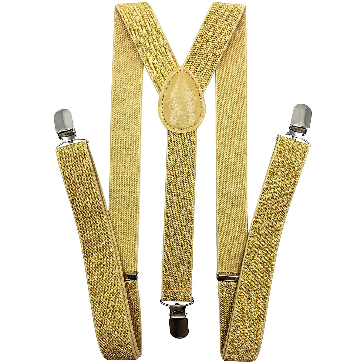 Consumable Depot CD Gold Suspender with Matching Metalic, Champagne, Sequined Bowtie Set (Champagne Gold)