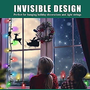 Miuezuth Christmas Light Suction Cups, Mini Holiday Light String Hooks Holders, Clear Rope Light Caddy Window Glass Suction Cup Clips Hang Seasonal Lights & Xmas Decorations (100 Pcs)