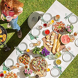 28 Pack Disposable Plastic Tablecloth Rectangle Table Cover 54 x 108 Inches, Disposable Table Clothes for Rectangle Tables Rectangular Plastic Table Cloths for Picnic Camping Party Wedding (White)