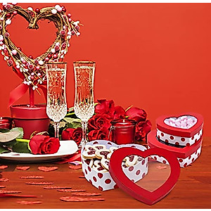 Valentine's Day Heart Shaped Gift Boxes with Window 3 Pack Valentine Hearts Treat Box with Lids Valentines Nesting Cardboard Cookie Box for Gift Giving Holiday Decorative Present Wrapping & Packaging