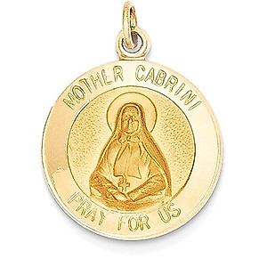 IceCarats 14K Yellow Gold Mother Cabrini Medal Necklace Charm Pendant Only