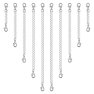 Anezus 10Pcs Necklace Extenders, Jewelry Extenders for Necklaces, Silver Bracelet Extender, Chain Extenders for Necklace, Bracelet and Jewelry Making (Assorted Sizes)