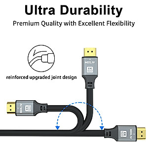 jojobnj 8K HDMI Cable 15 FT, 48Gbps 8K@60Hz 4K@120Hz, HDCP 2.2 & 2.3, DTS:X, HDR 10 Compatible with Roku TV/eARC/3D/PS5/HDTV/Laptop/Blu-ray High Speed HDMI Cable(Silver)