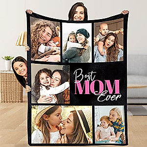 Baosity Mother's Day Blanket Gifts for Mom, Custom Blanket with Photos/Text, Personalized Picture Blanket Throw, Customized Birthday Gifts for Mom from Daughter Son - 4 Size (6 Photo W/Text)