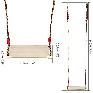 BORDSTRACT Hanging Wooden Swings for Kids and Adults, 150kg Load, Swing Seat with Adjustable Ropes for Playground Backyard Swing Set Accessories Replacement