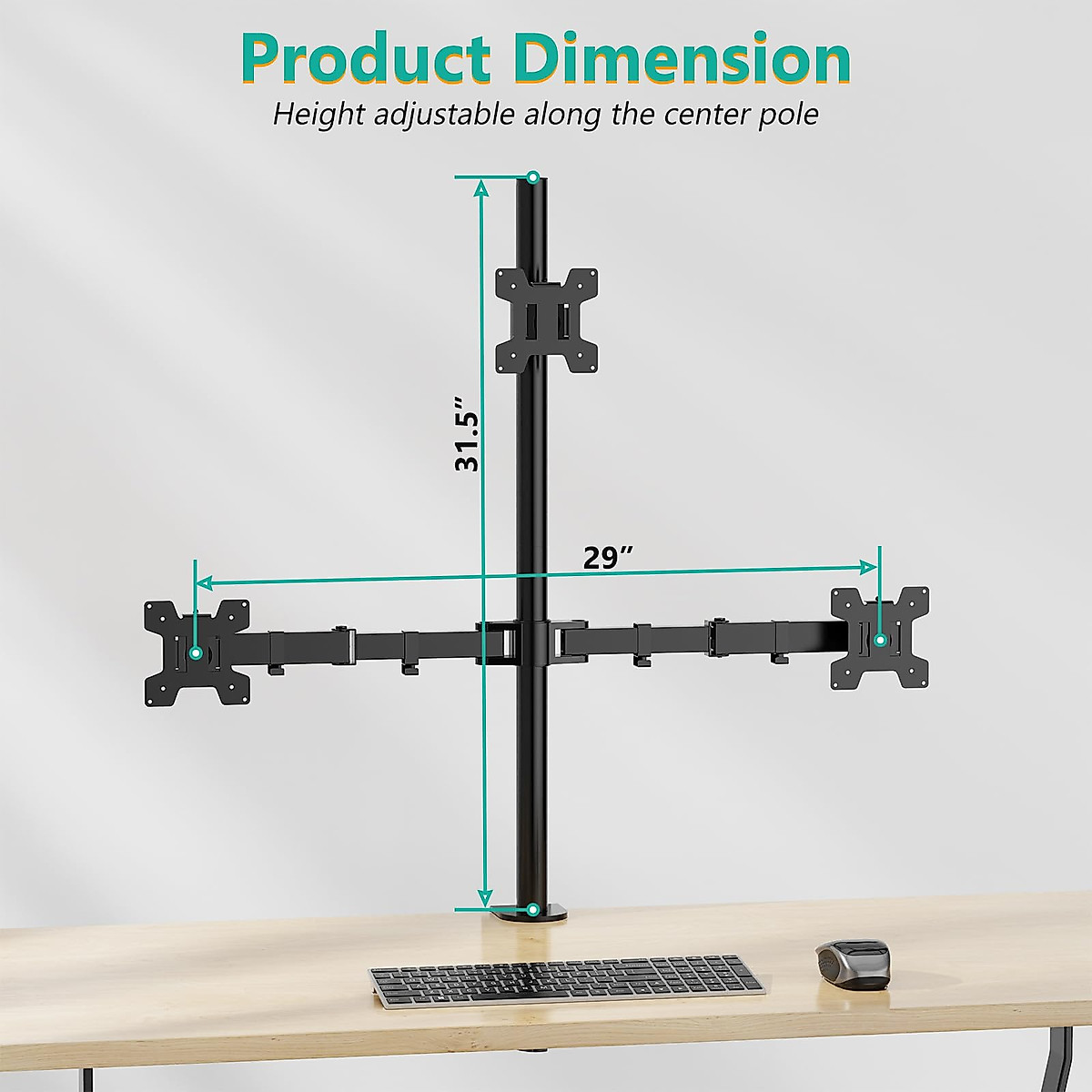 WALI Triple Monitor Desk Mount, Fully Adjustable Three Monitor Stand Fits 3 Screens up to 27 inch, 22 lbs, Weight Capacity per Arm (M003), Black