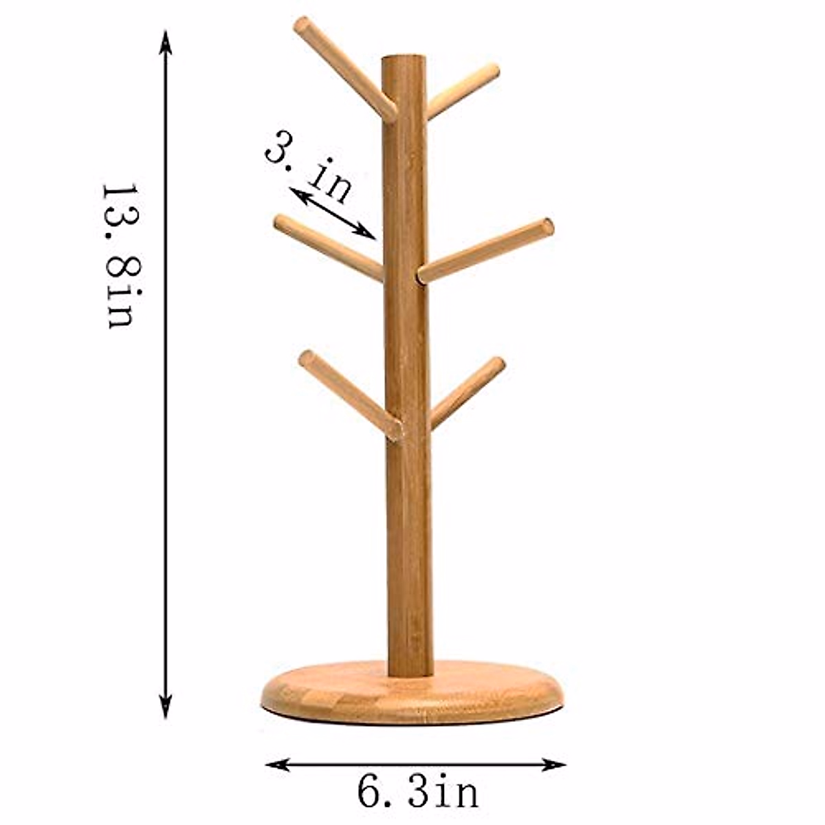 Bamboo Wooden Mug Rack Tree Coffee Tea Cup Organizer Hanger Holder with 6 Hooks Removable Bamboo Mug Stand by AHYUAN