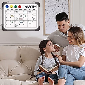 Dry Erase Calendar Whiteboard for Wall, 16" X 12" Magnetic White Board Calendar Dry Erase Board, Small Double Sided Drawing Planning Memo Boards for Student, Home, Office, School (White)